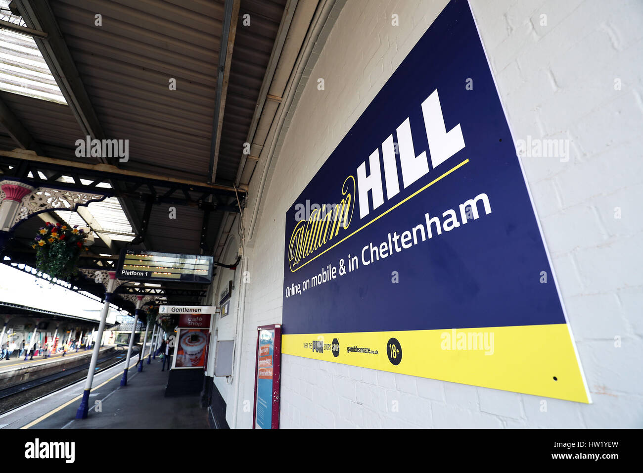 William Hill branding at Cheltenham Spa train station Stock Photo - Alamy