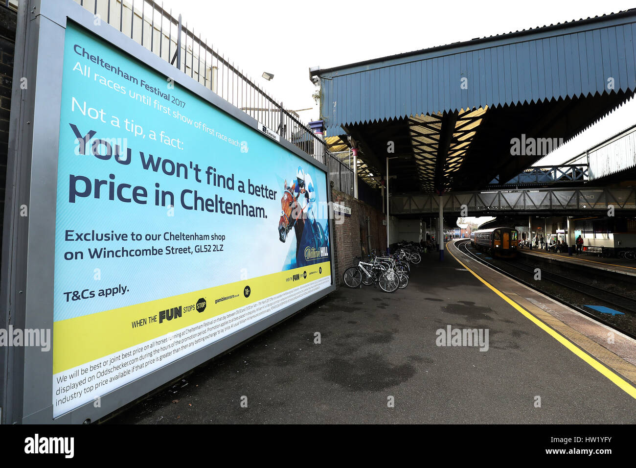 William Hill branding at Cheltenham Spa train station Stock Photo - Alamy