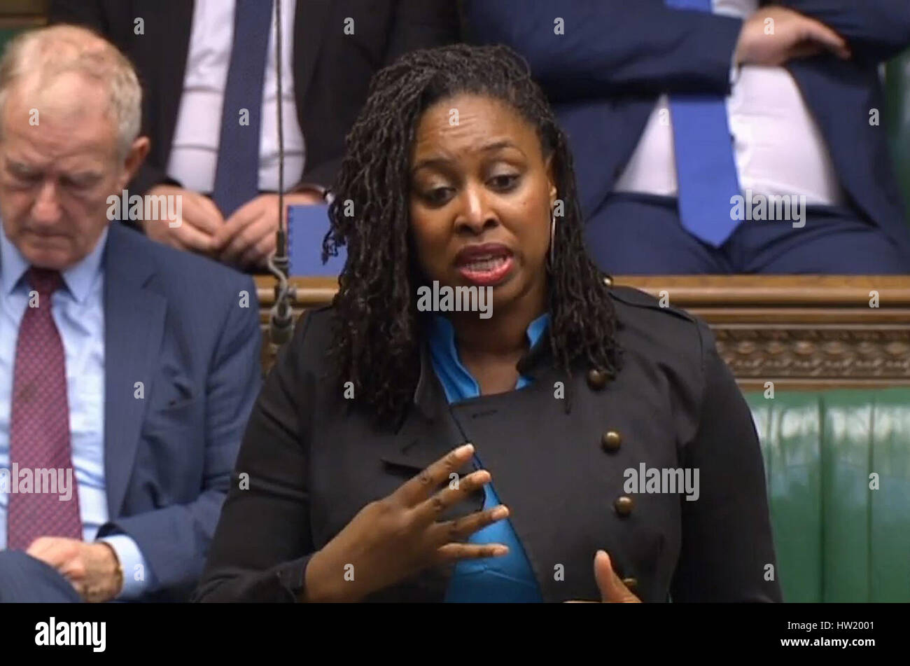 Labour MP Dawn Butler signs her question in the House of Commons ...