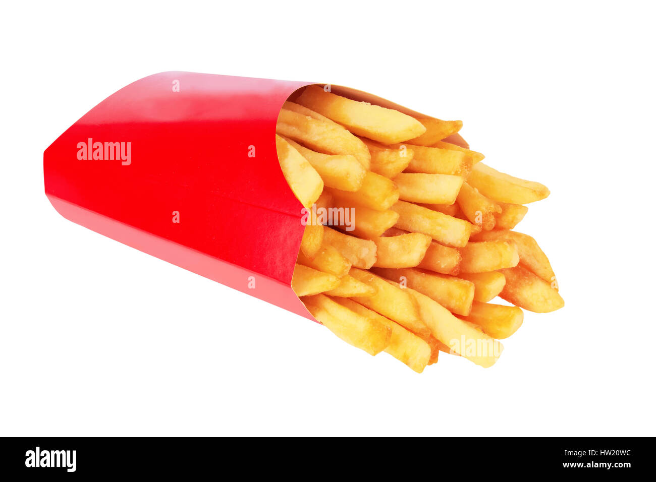 French fries in a red carton box isolated on white Stock Photo - Alamy