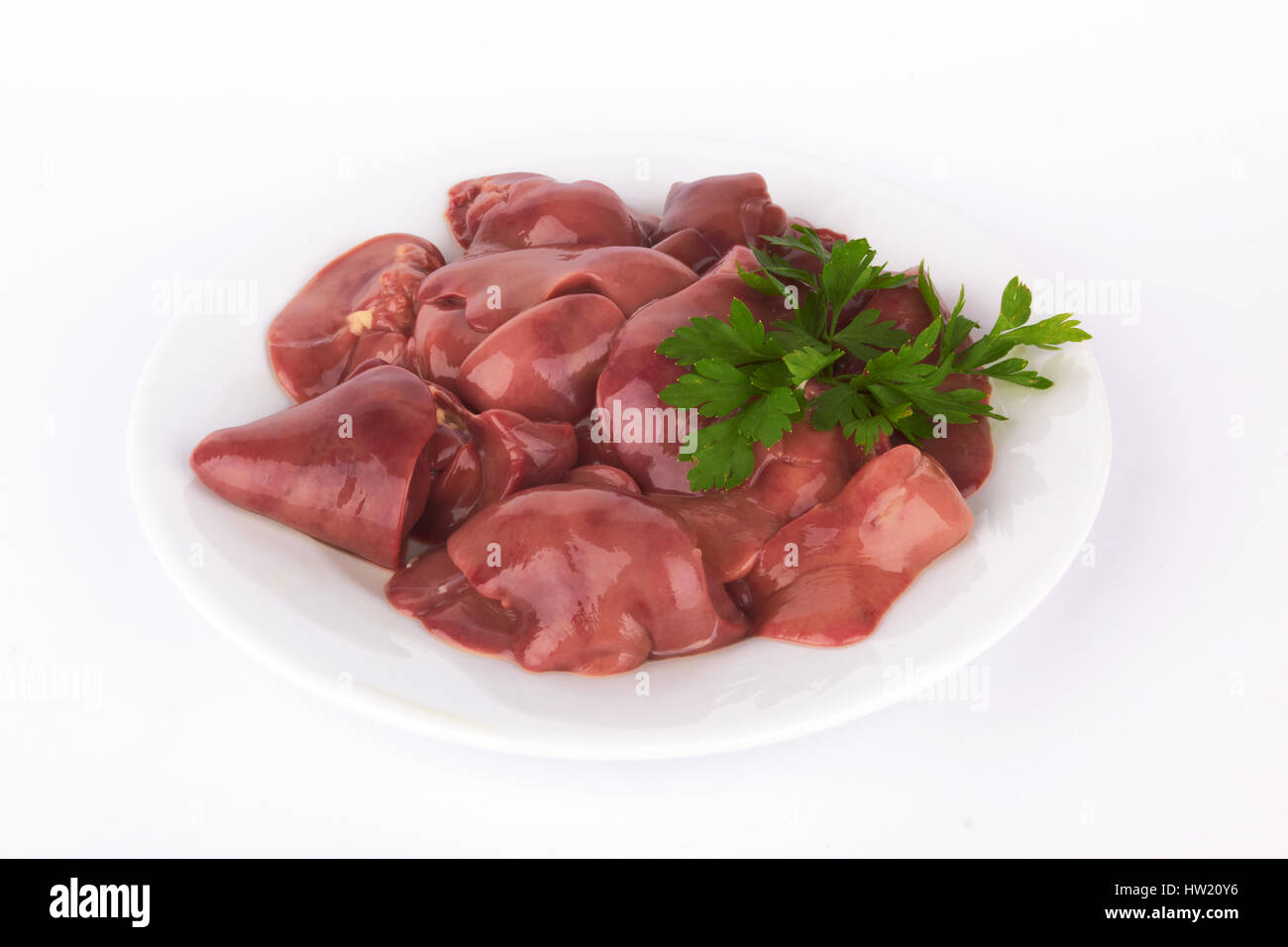 Fresh raw chicken liver on white Stock Photo - Alamy