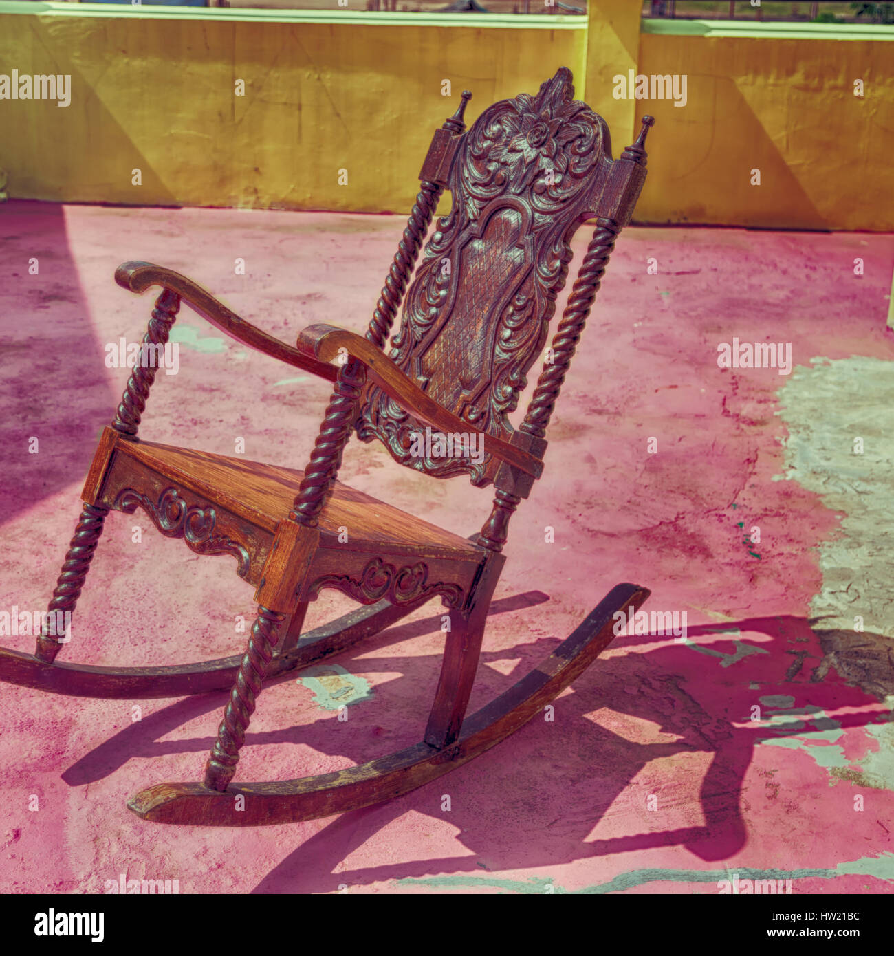 in philippines old dirty terrace whith rocking chair empty Stock Photo ...