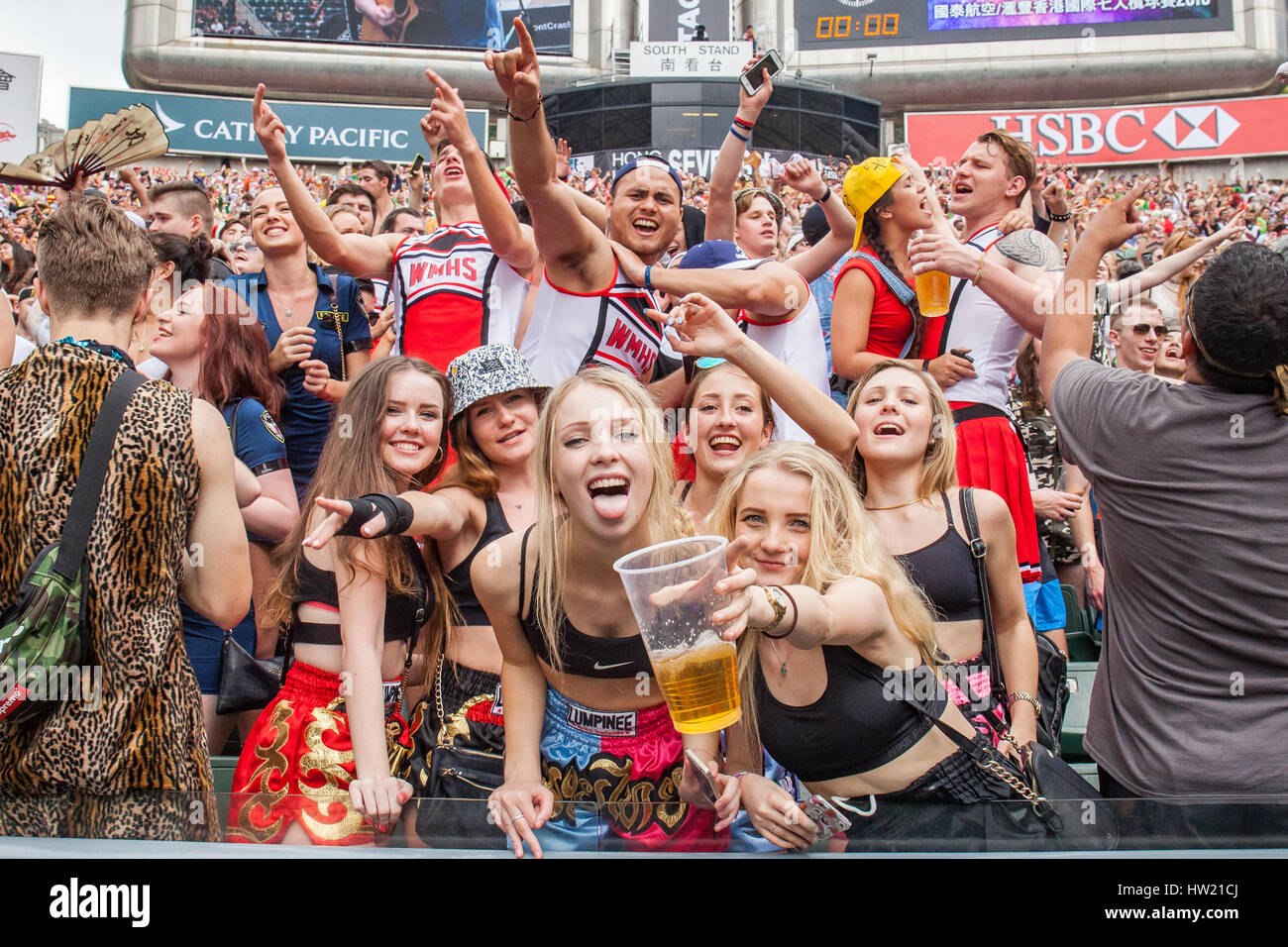 Hong Kong, China. 9th April,2016. Member of crowd pose for a photo ...