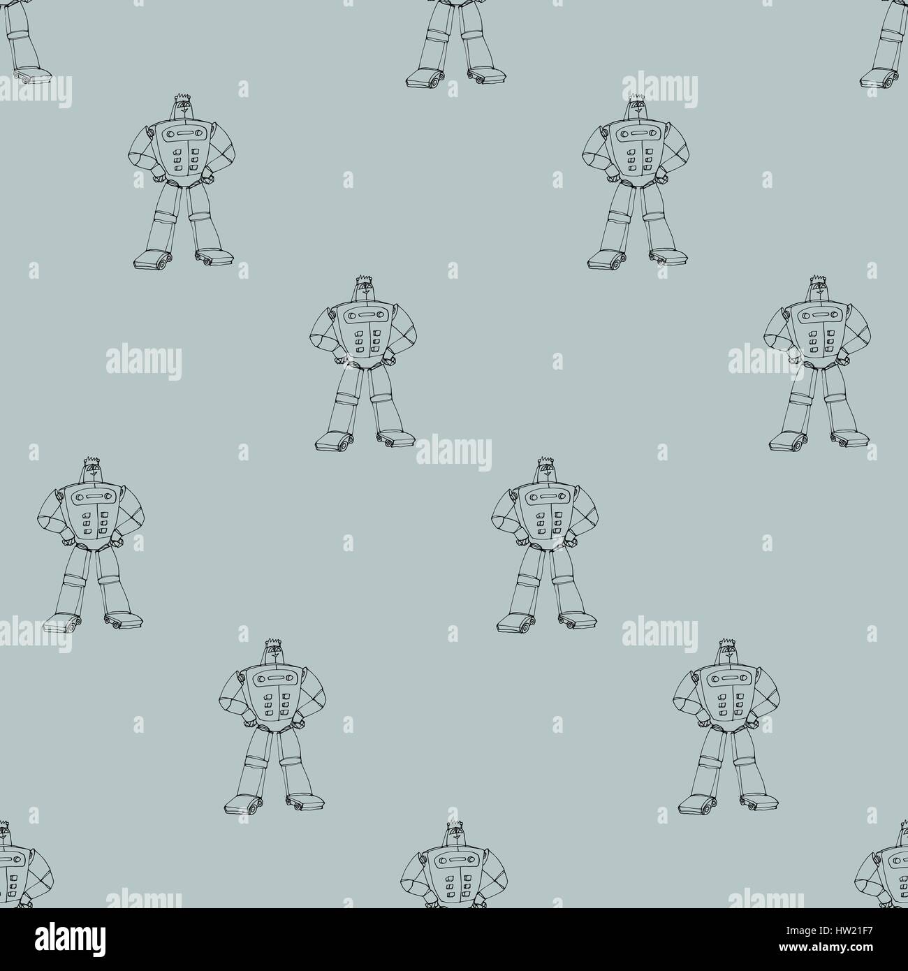 Robot doodles pattern Stock Vector Image & Art - Alamy