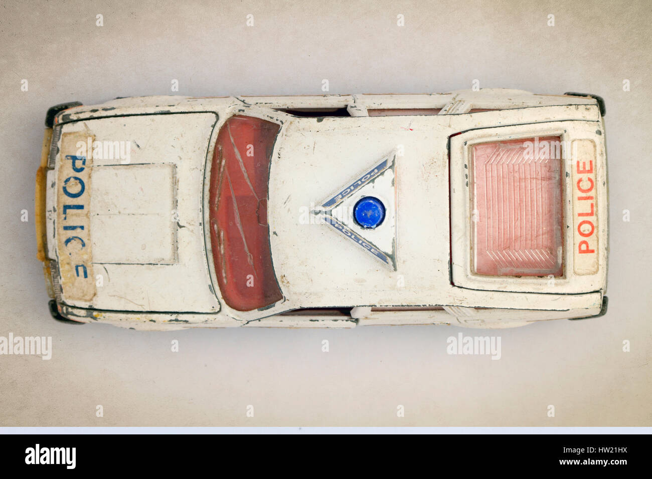 vintage toy police car from above Stock Photo - Alamy