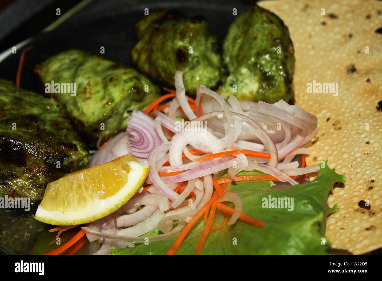 The food cooked at restaurant. Various dishes for every taste and ...