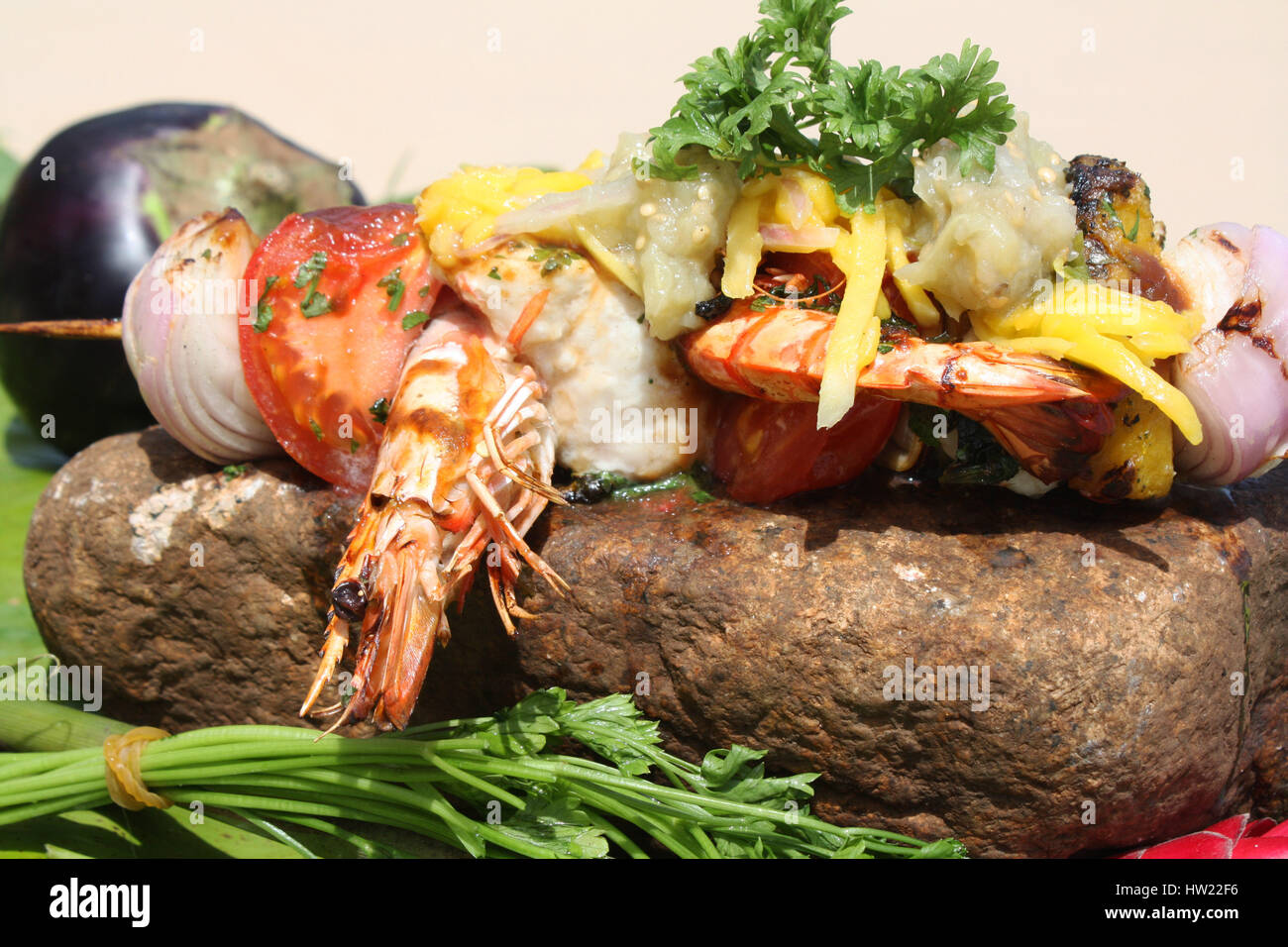 The food cooked at restaurant. Various dishes for every taste and ...