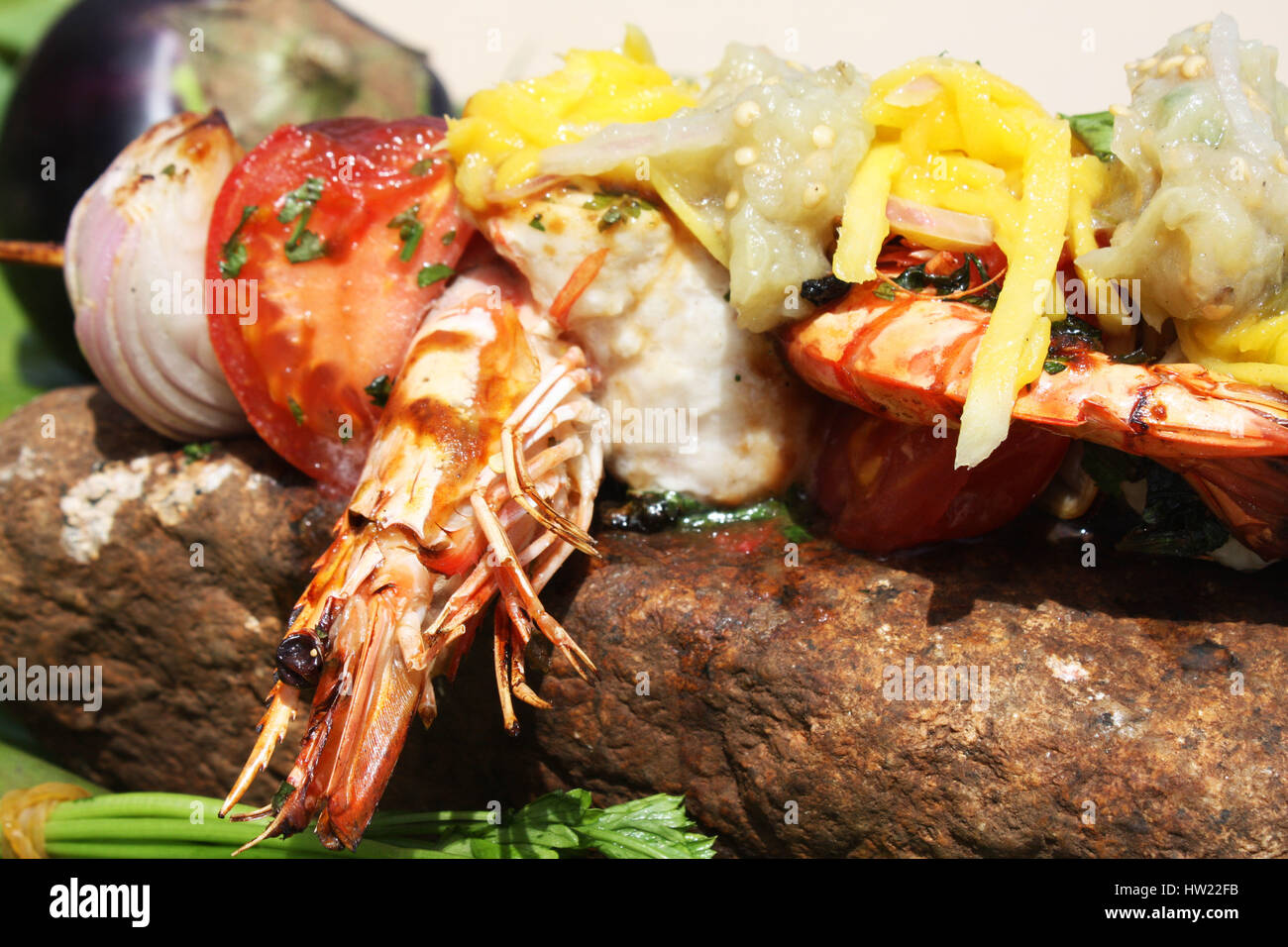 The food cooked at restaurant. Various dishes for every taste and ...