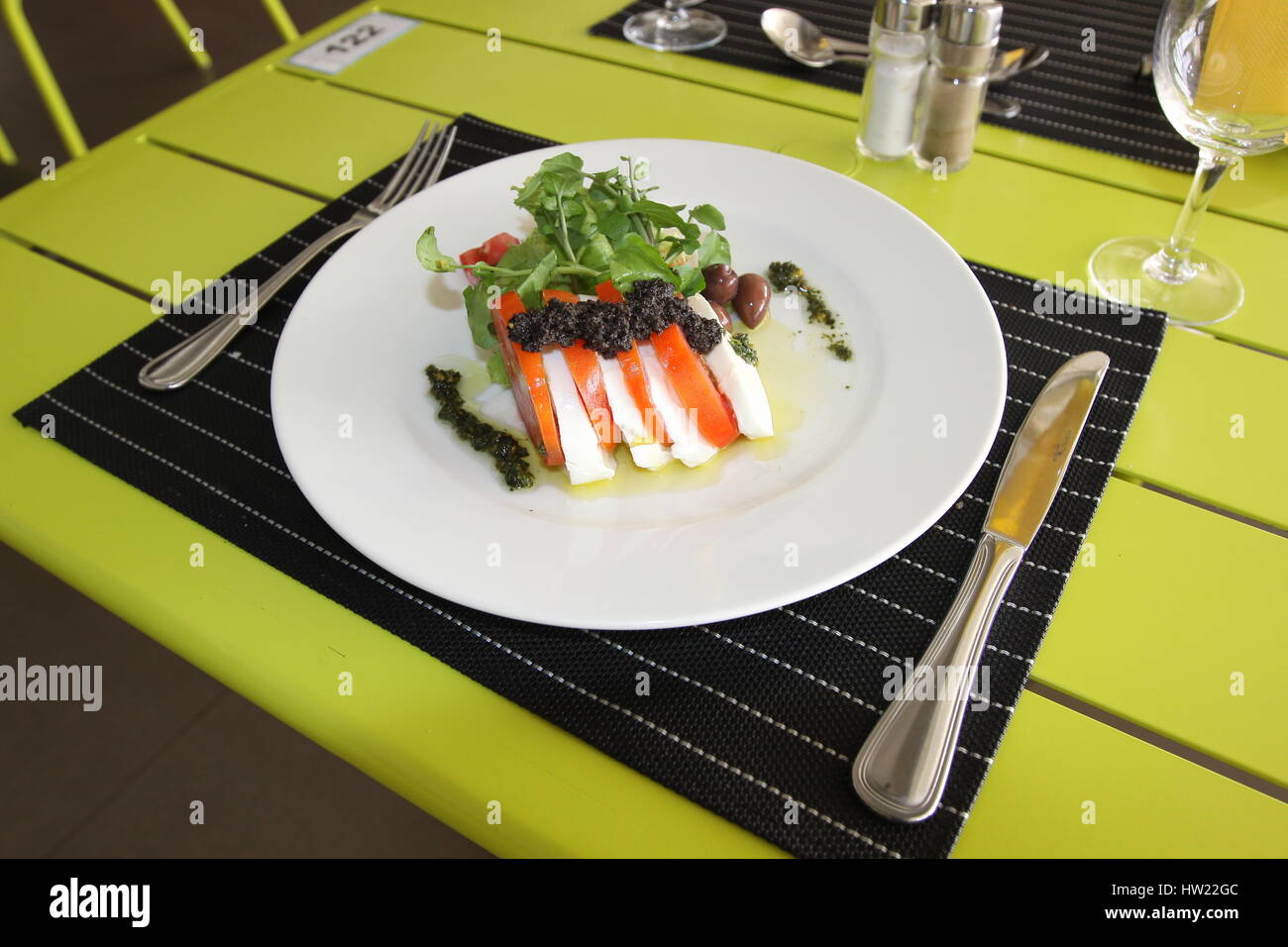 Restaurant menu. Dishes which give at restaurants. Salads, second ...