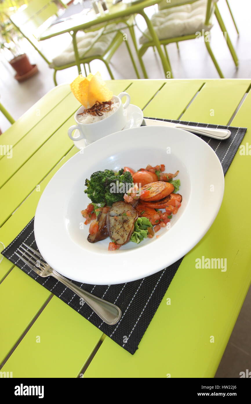 Restaurant menu. Dishes which give at restaurants. Salads, second ...