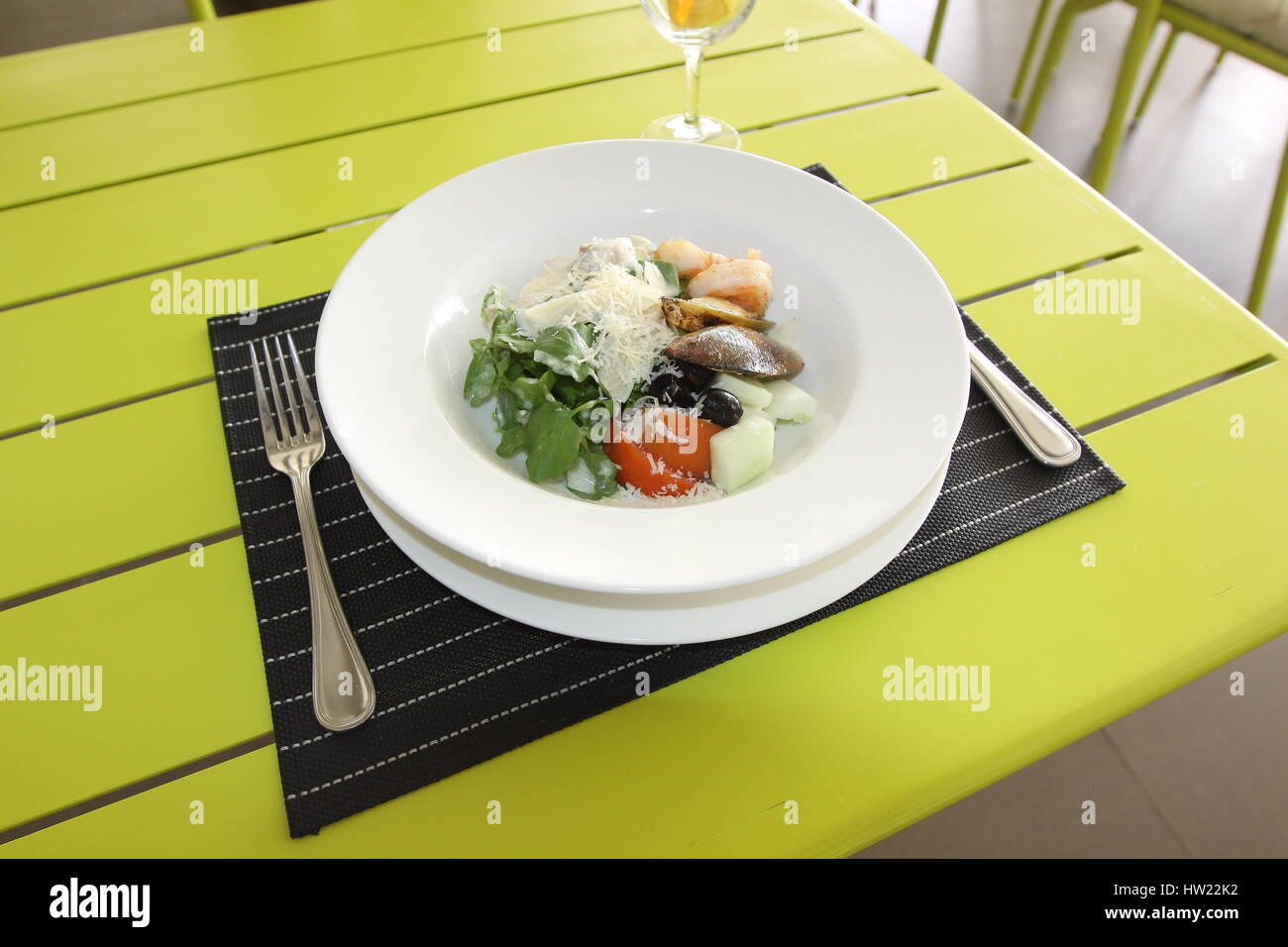 Restaurant menu. Dishes which give at restaurants. Salads, second ...