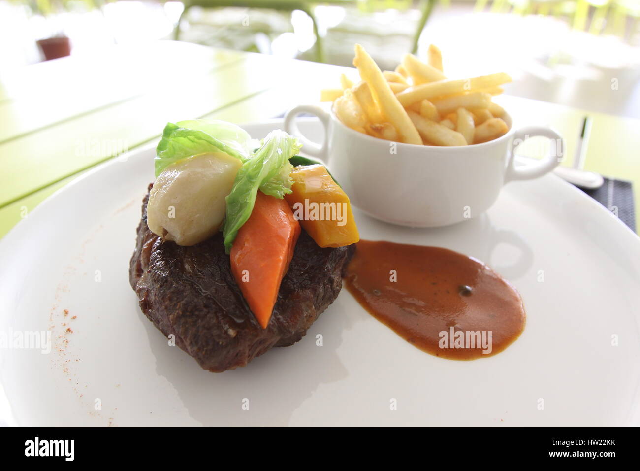 Restaurant menu. Dishes which give at restaurants. Salads, second ...