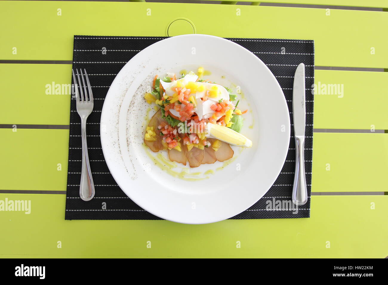 Restaurant menu. Dishes which give at restaurants. Salads, second ...