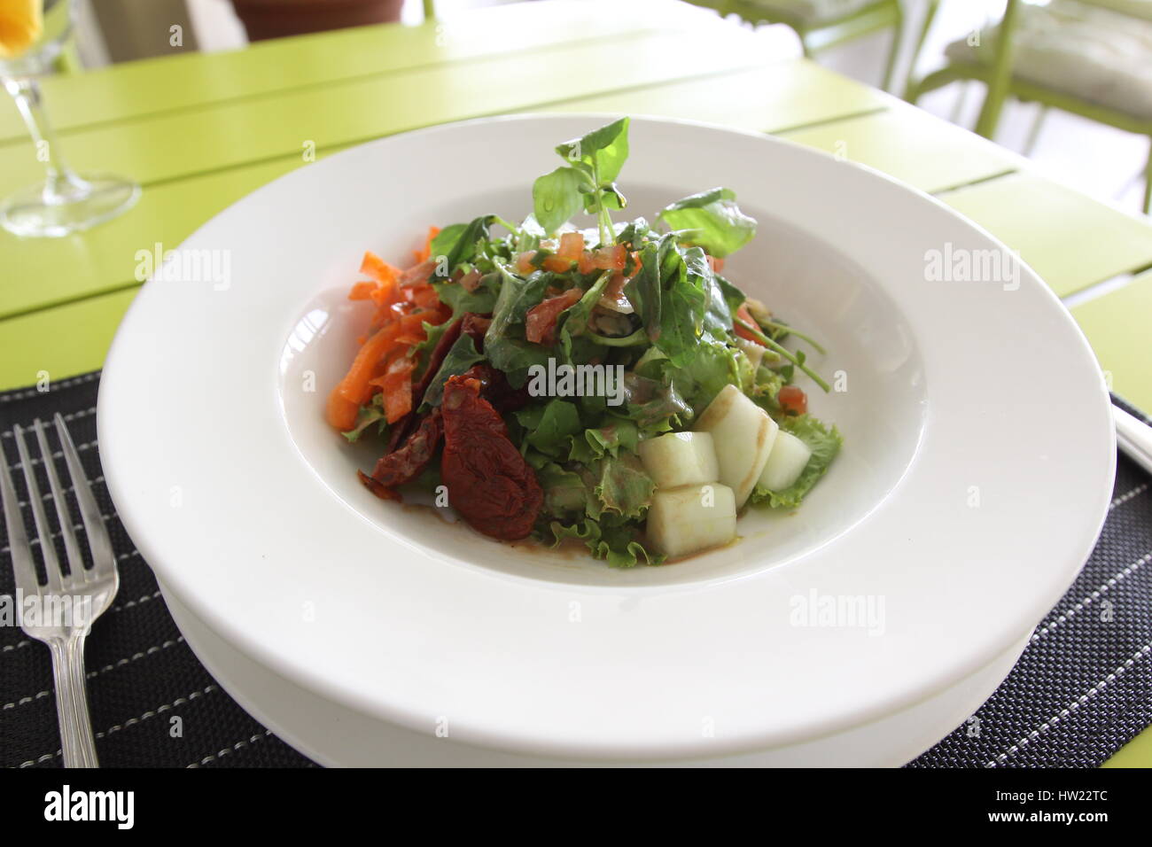 Restaurant menu. Dishes which give at restaurants. Salads, second ...