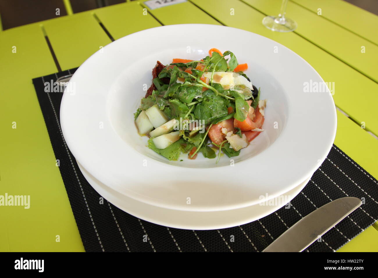 Restaurant menu. Dishes which give at restaurants. Salads, second ...