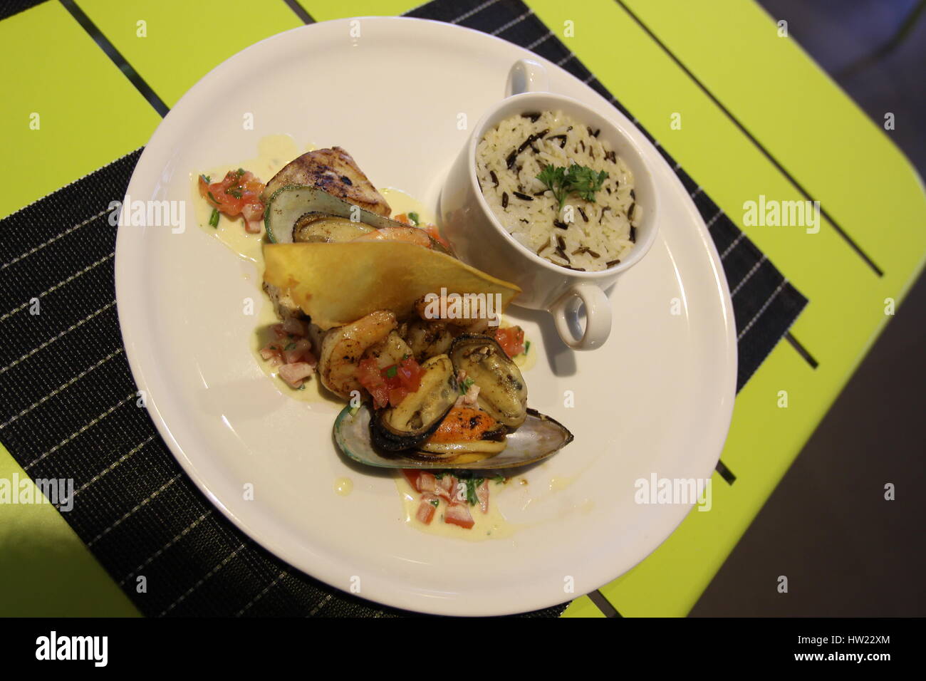 Restaurant menu. Dishes which give at restaurants. Salads, second ...