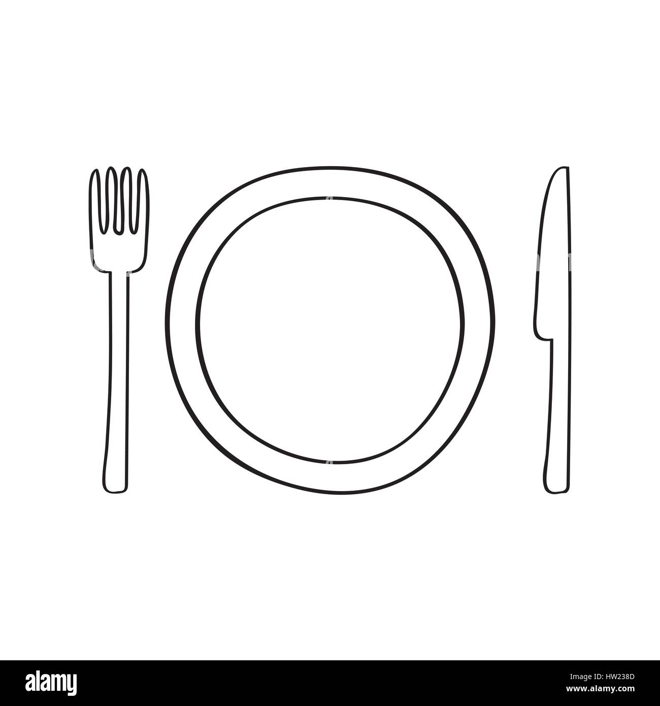plate, fork and knife Stock Vector Image & Art - Alamy