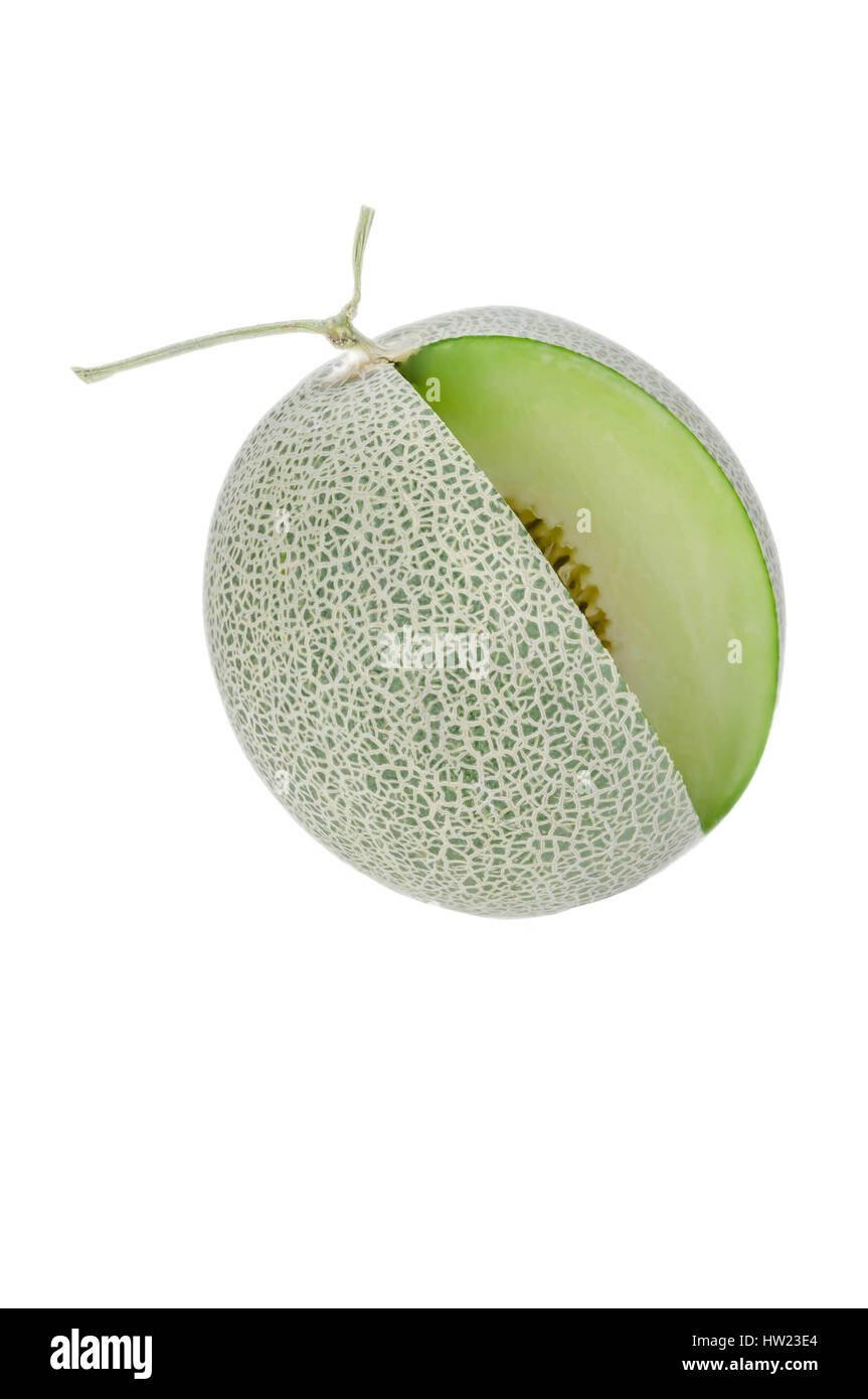 shopped green melon isolated on white background Stock Photo - Alamy