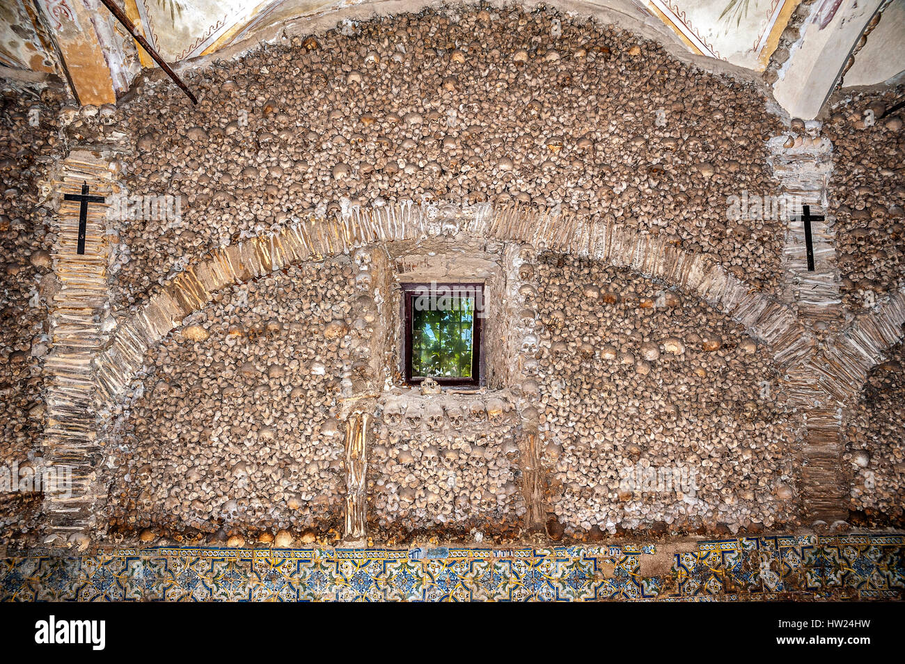 Portugal , Evora . Chapel of Bones - one of the most famous monuments ...