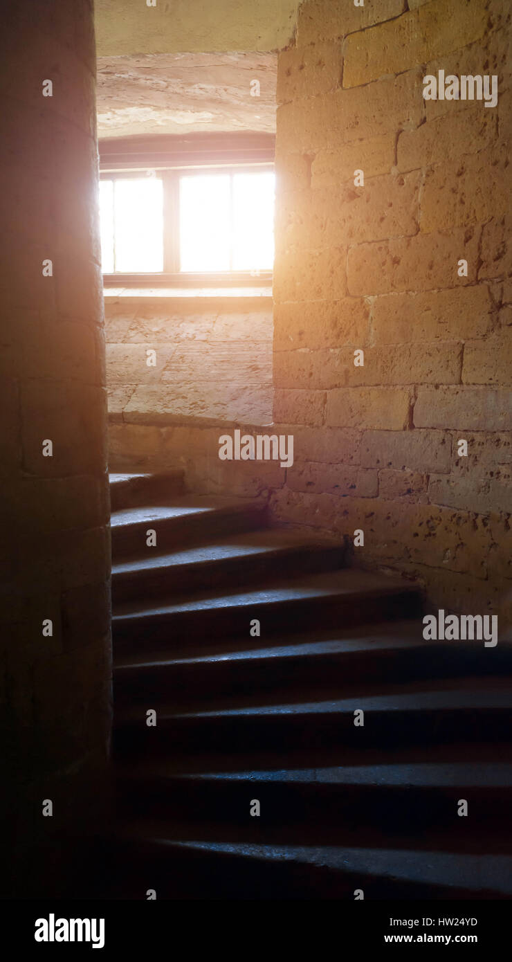Spiral staircase in the dungeon Stock Photo - Alamy