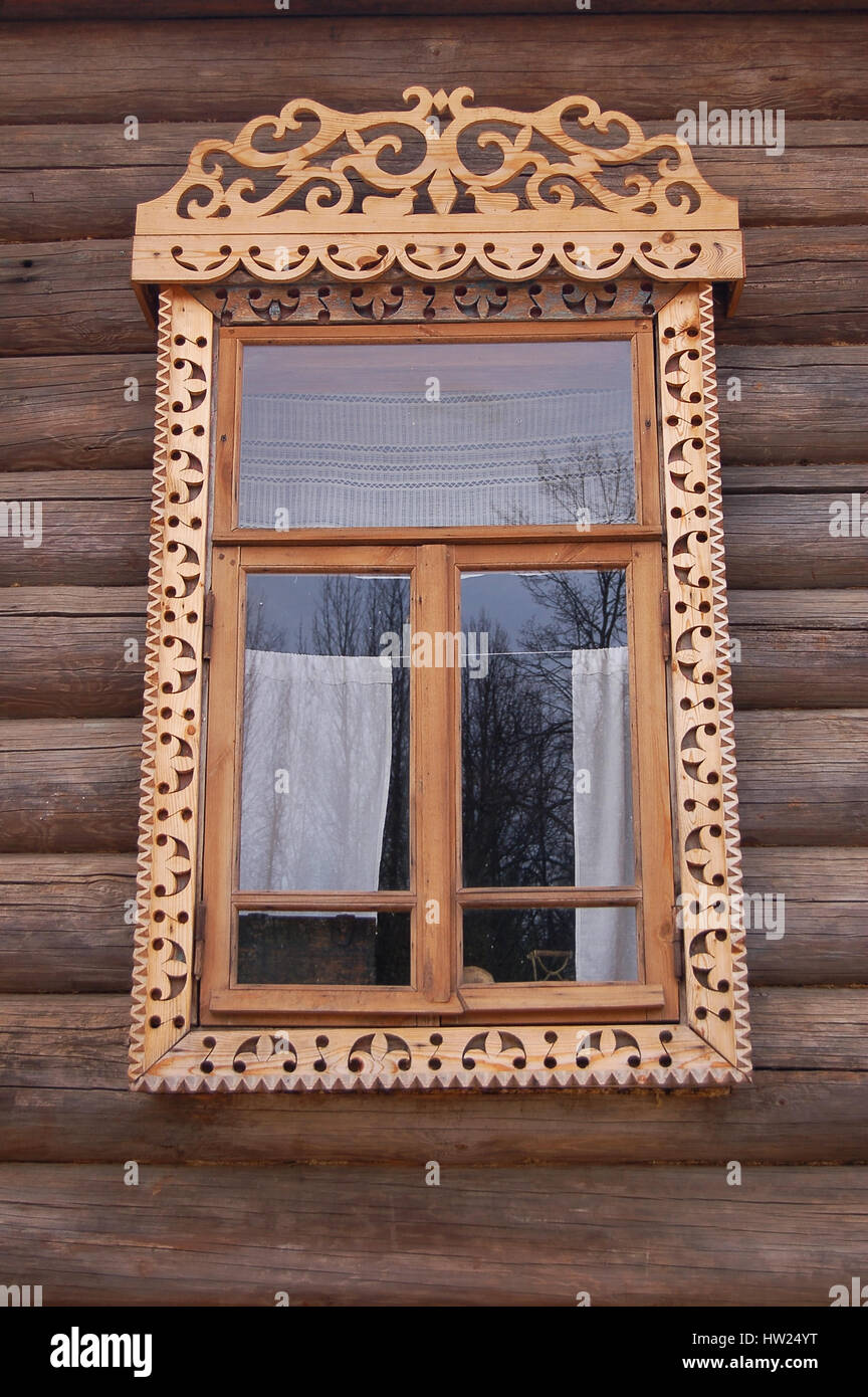 Wooden old house window Stock Photo - Alamy