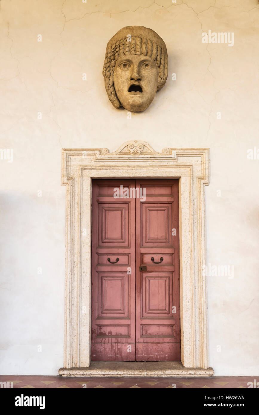 Roman statue of a human face with open mouth in Rome, Italy Stock Photo ...