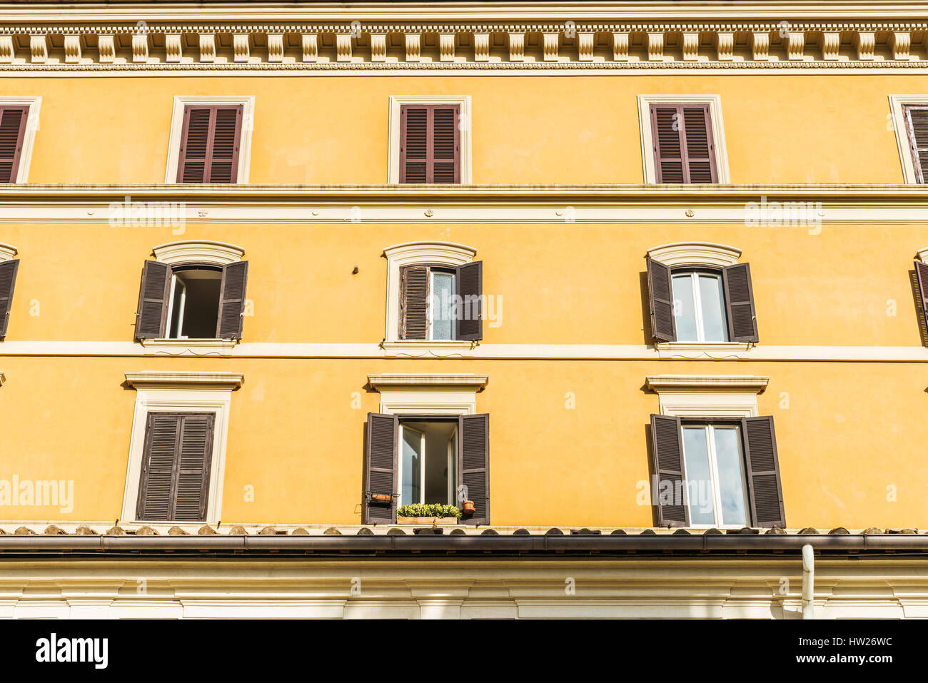 Facade of an old classic decor building in the historical center of ...