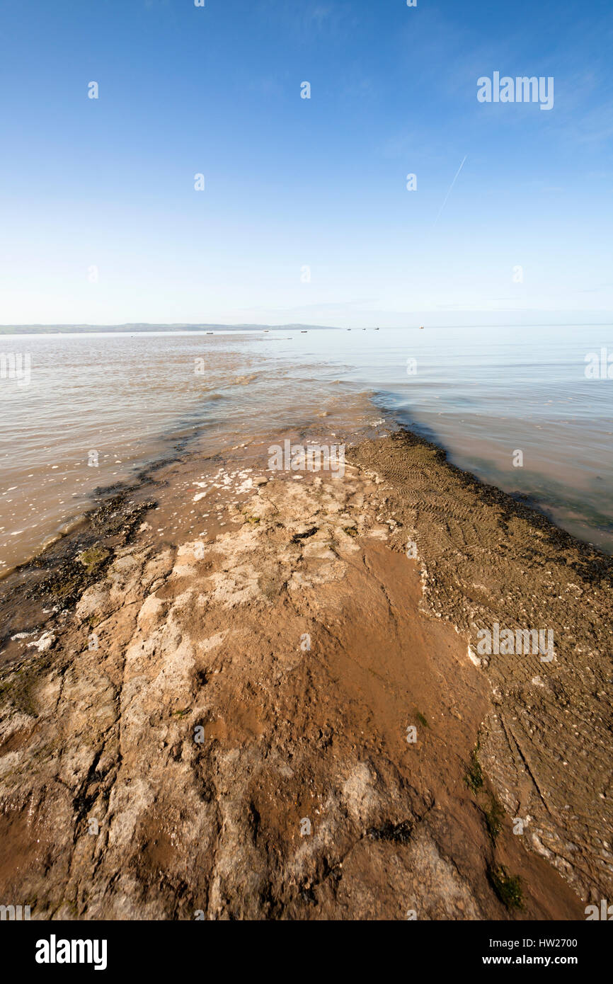 The concrete slipway on the Dee estuary at Thurstaston, Wirral, NW, UK ...