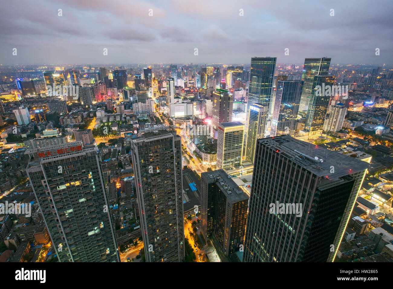 Chengdu, Sichuan Province, China - Oct 23, 2016: Chengdu downtown ...