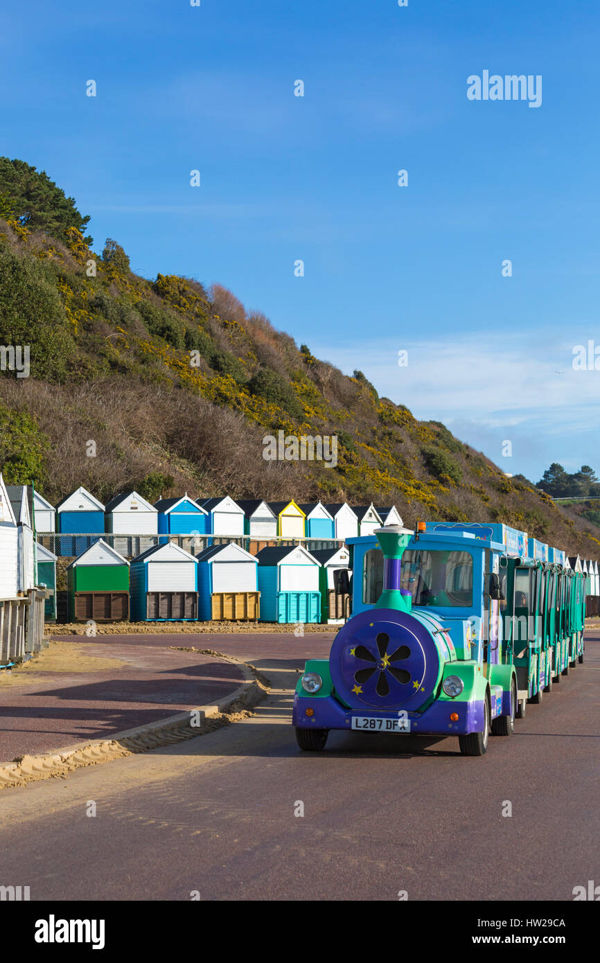 Bournemouth - Landtrain traveling along the promenade at Middle Chine ...