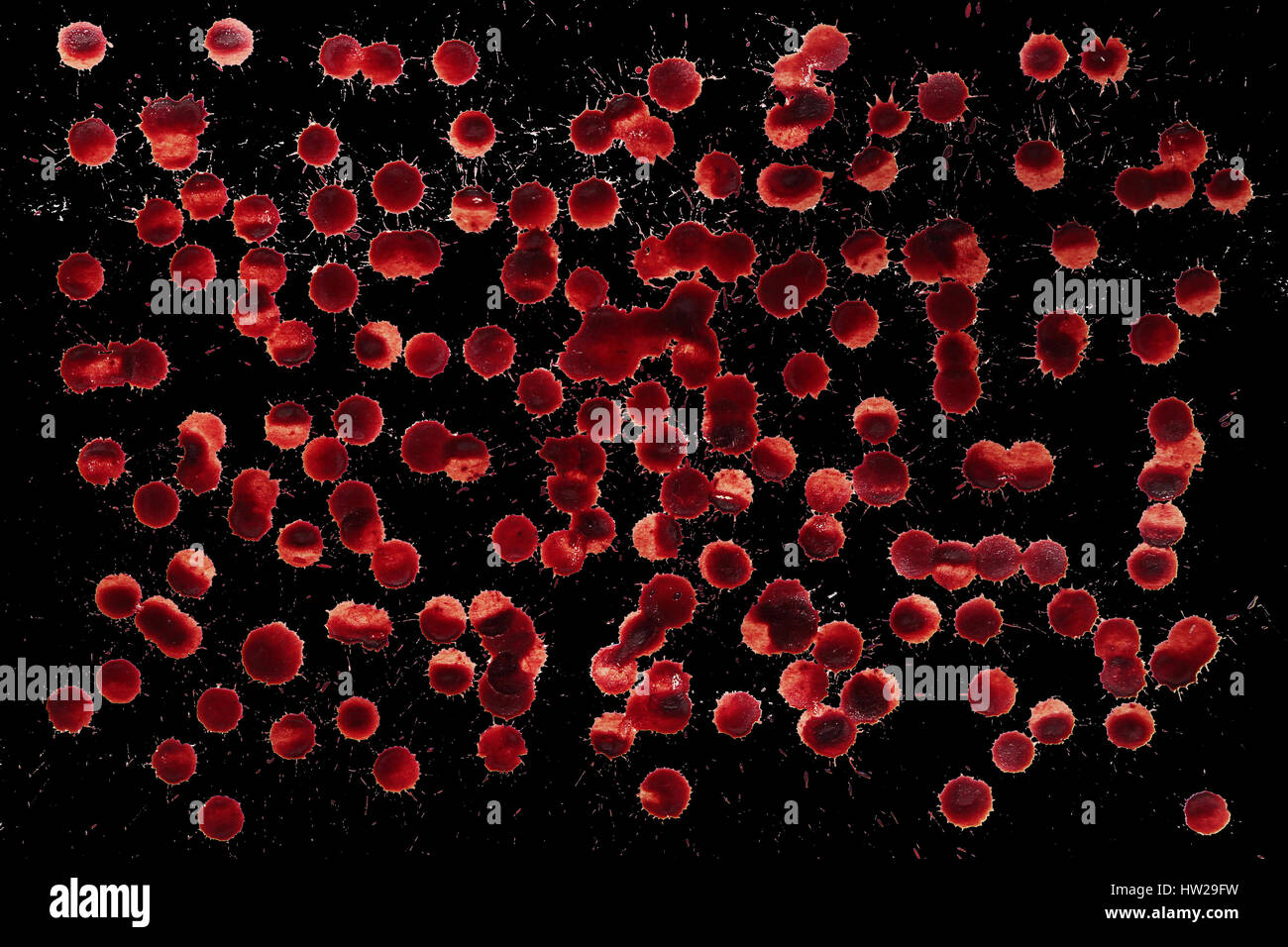 isolated red drops of human blood on a black background Stock Photo - Alamy