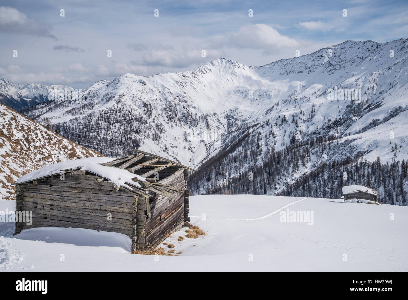 Austria, Tirol, Winter scenery in the mountains of Villgratental Stock ...