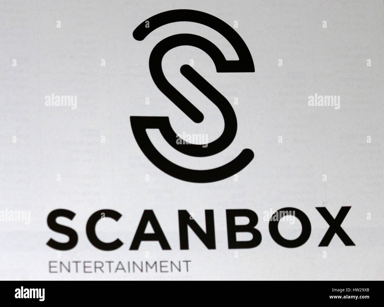 das Logo der Marke/ the logo of the brand "Scanbox", Berlin Stock Photo ...