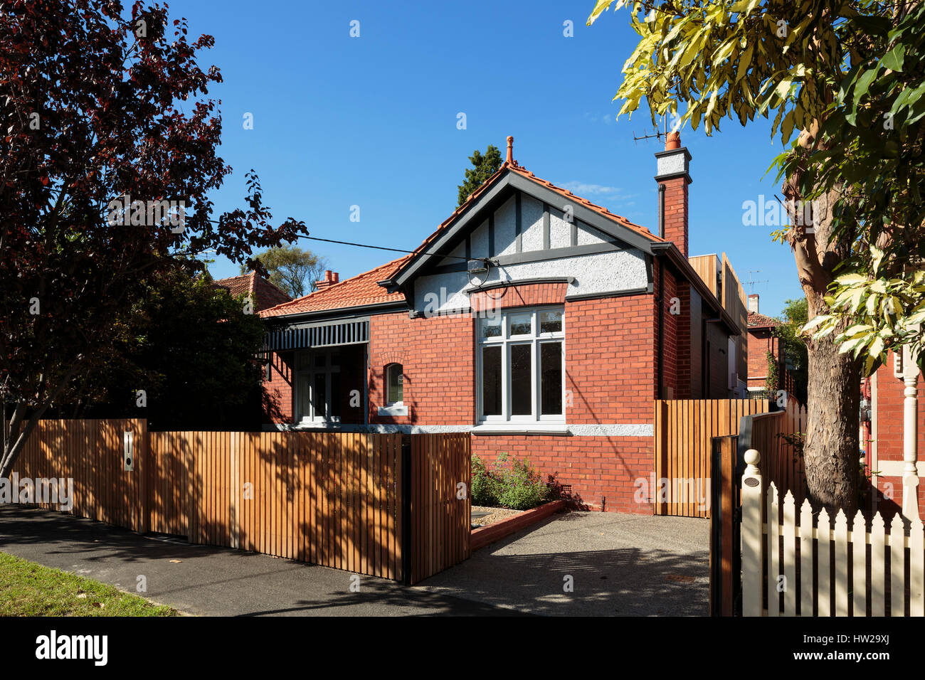 Street view of front side of house with Federation style architecture ...