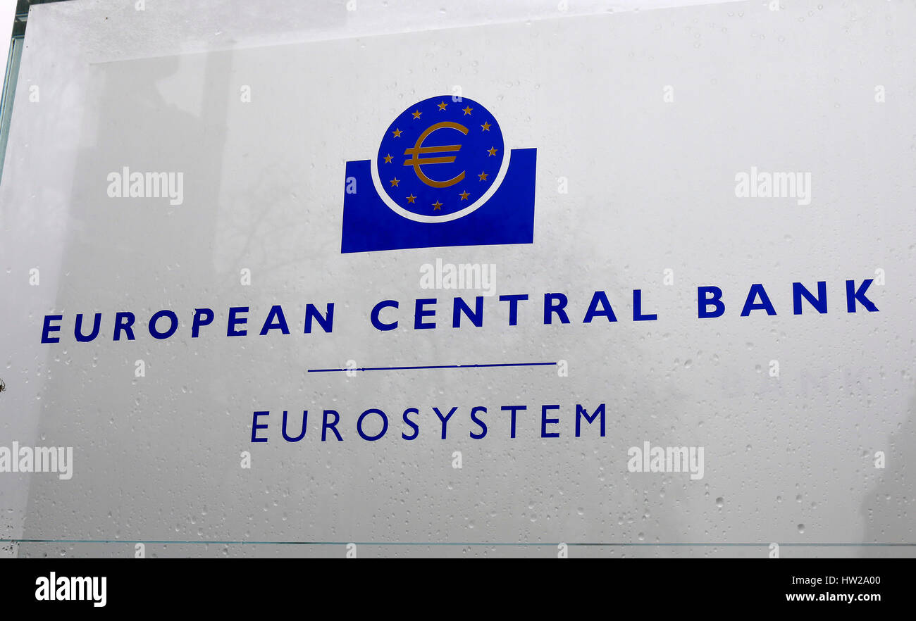 Logo: "European Cantral Bank - Eurosystem", EZB Hochhaus/ ECB ...