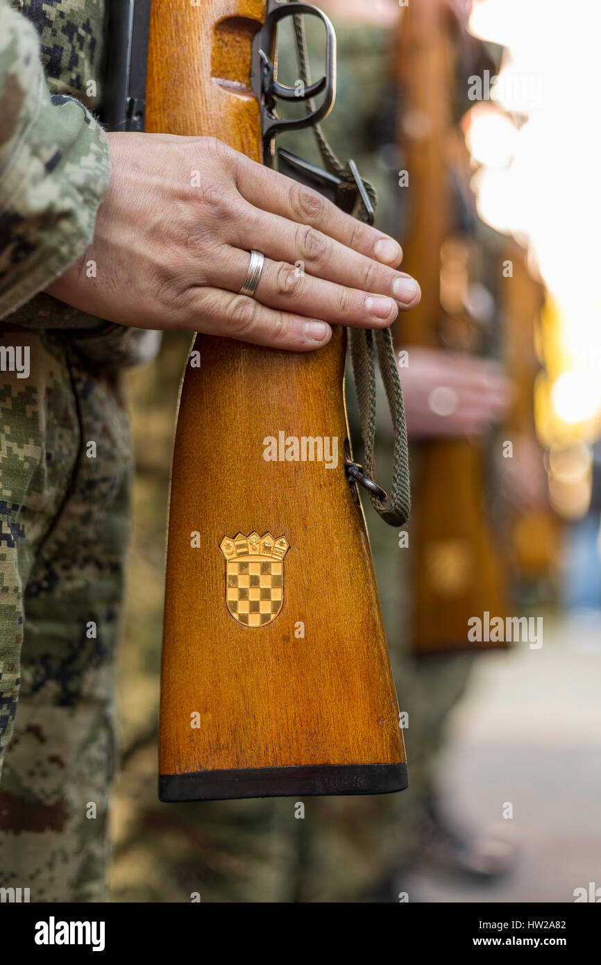 army array lined and croatian coat of arms on front Stock Photo - Alamy
