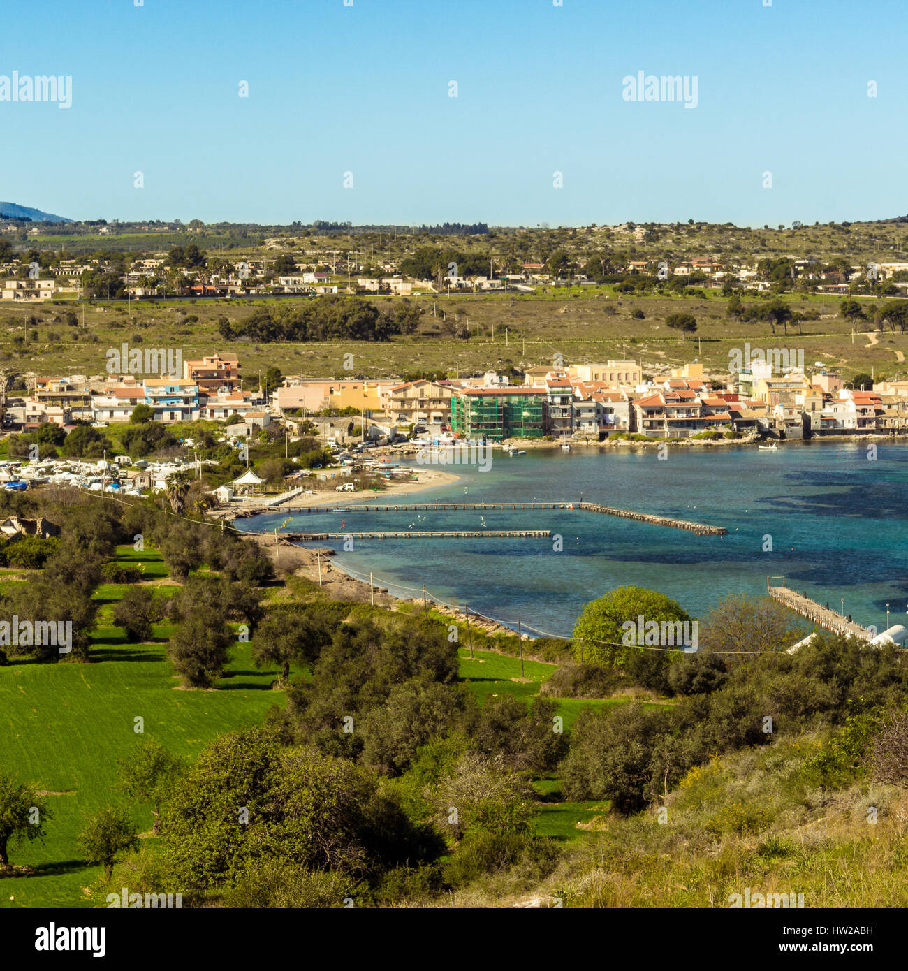View of Brucoli, a fisher village in Sicily - Italy Stock Photo - Alamy