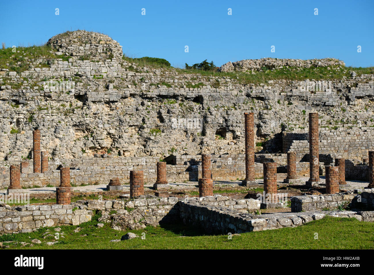 Peristyle at the Roman settlement ruins in Conimbriga, Portugal, Europe ...