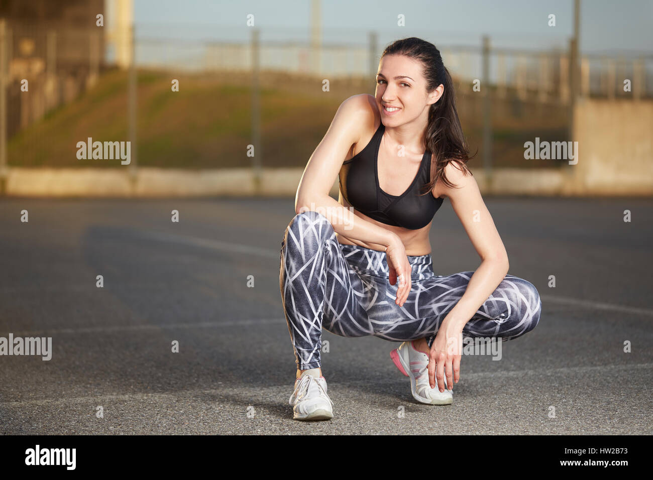 Image of young attractive sport woman exercising Stock Photo - Alamy