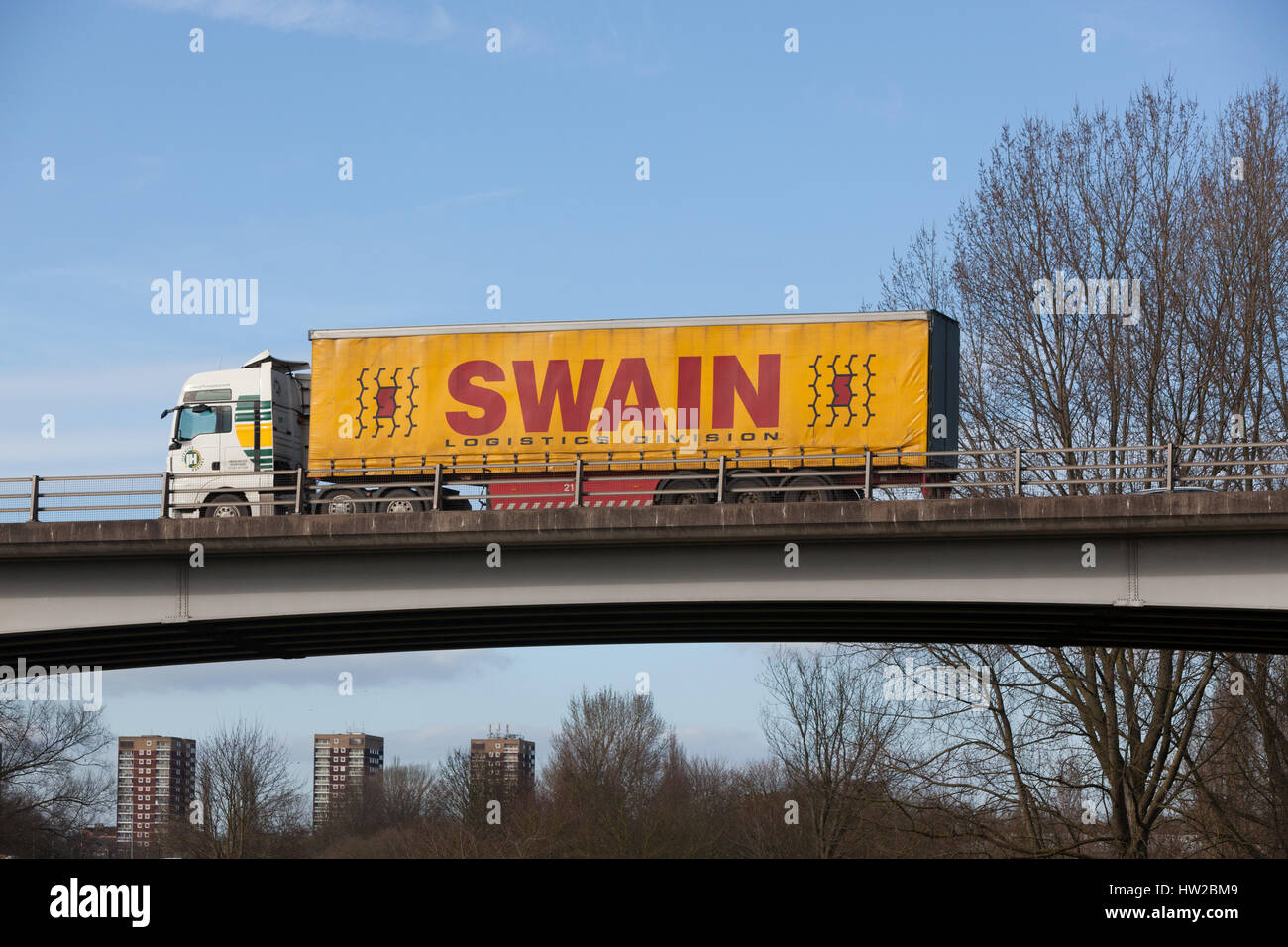 Swain Transport Lorry on the road in the Midlands Stock Photo - Alamy