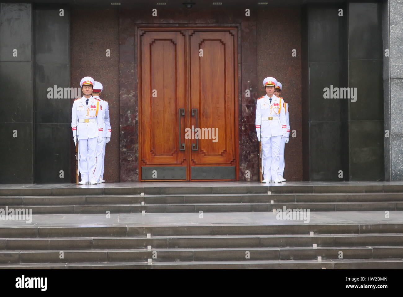 Changing of the guard, Ho Chi Minh Mausoleum, Hanoi, Bac Bo, Vietnam ...