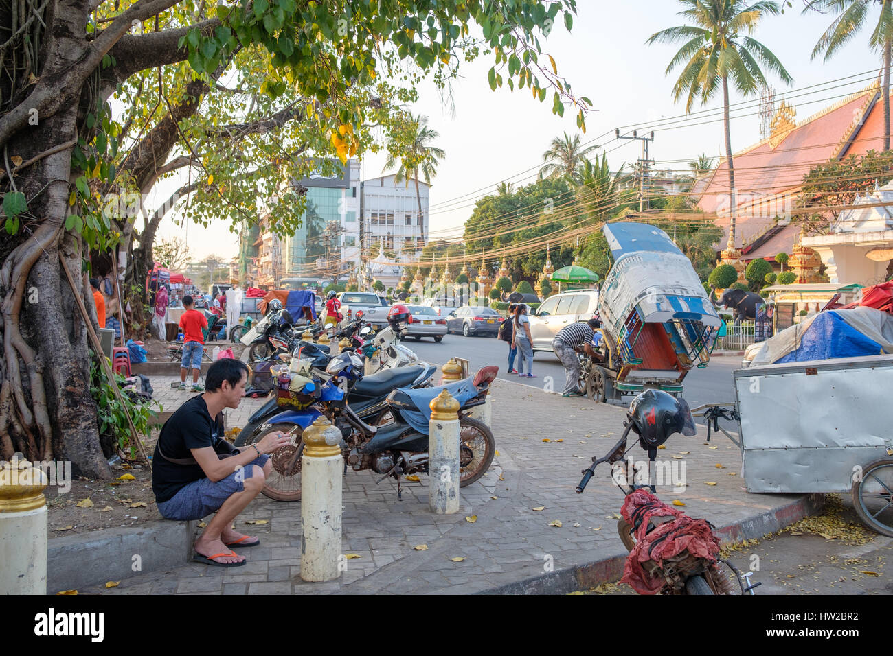 Street scene from Vientiane, Laos Stock Photo - Alamy