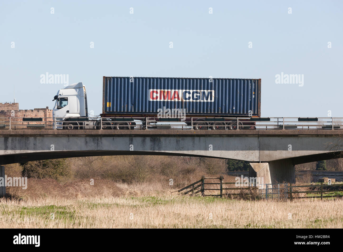 Large freight container on the road in the Midlands Stock Photo - Alamy