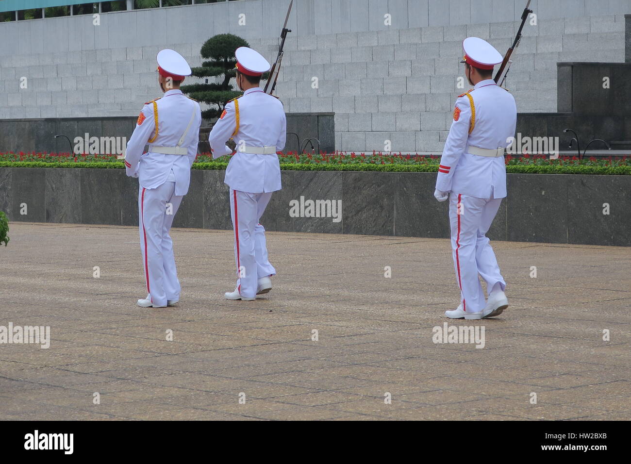 Changing of the guard, Ho Chi Minh Mausoleum, Hanoi, Bac Bo, Vietnam ...