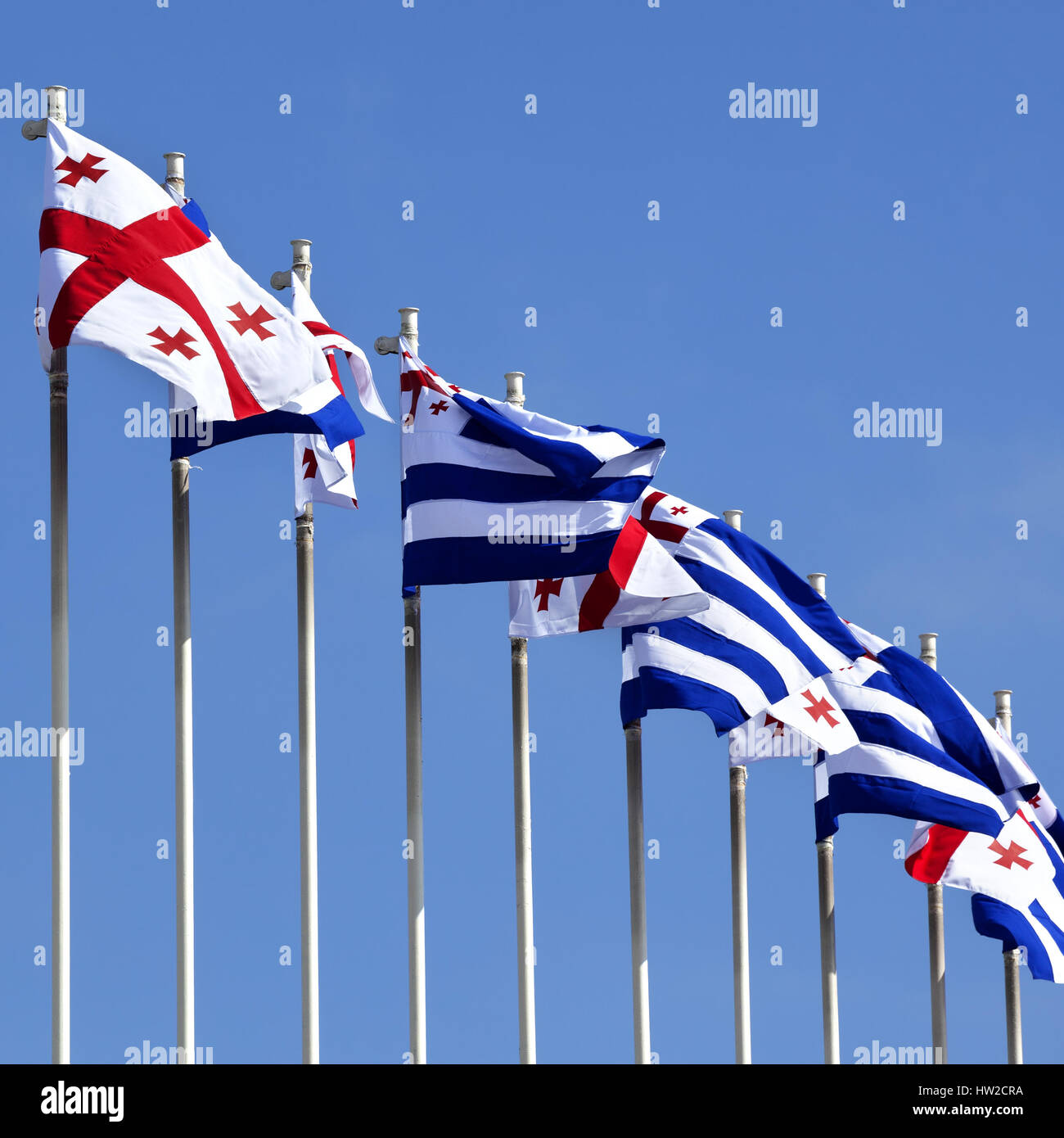 Many georgia flags waving in hi-res stock photography and images - Alamy