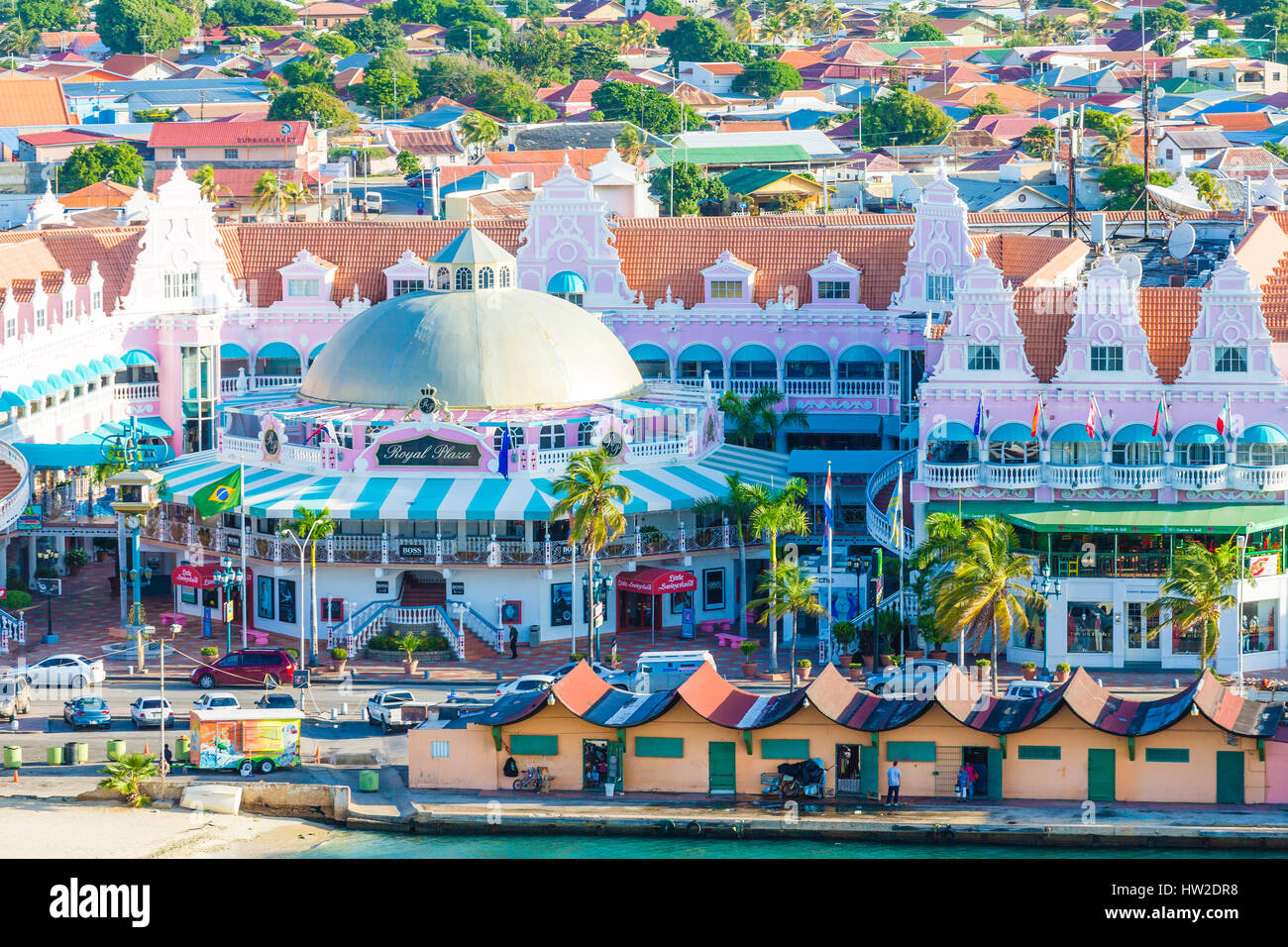 Colorful buildings in Oranjestad on the island of Aruba Stock Photo - Alamy