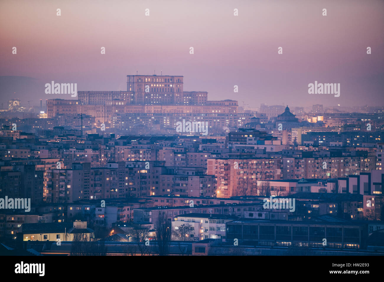 Bucharest view at dusk Stock Photo - Alamy