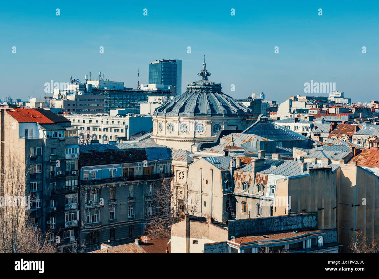 Bucharest city center - aerial view Stock Photo - Alamy