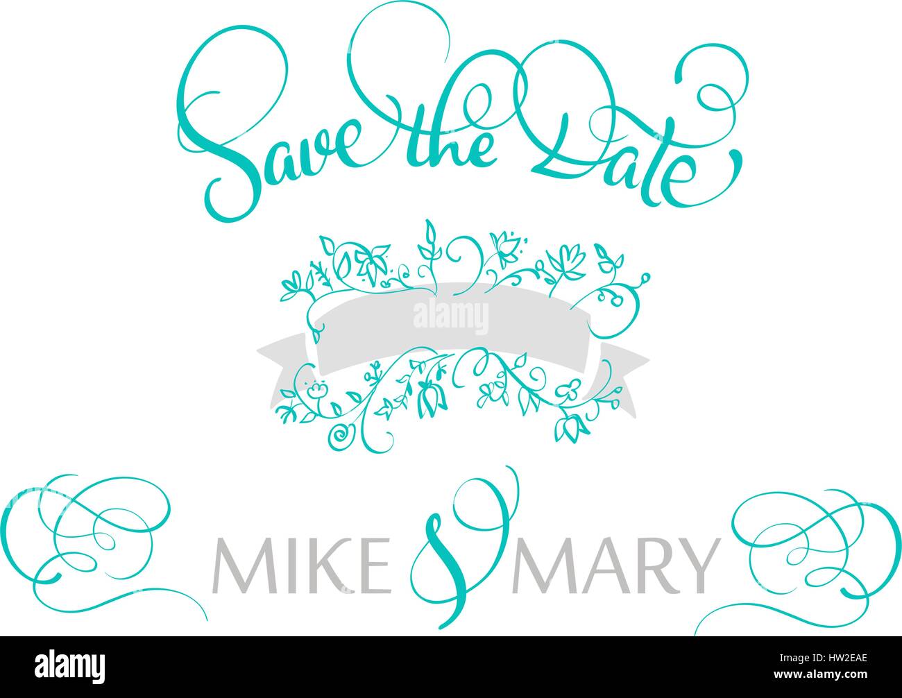 save the date text for wedding. Calligraphy lettering Vector illustration EPS10 Stock Vector ...
