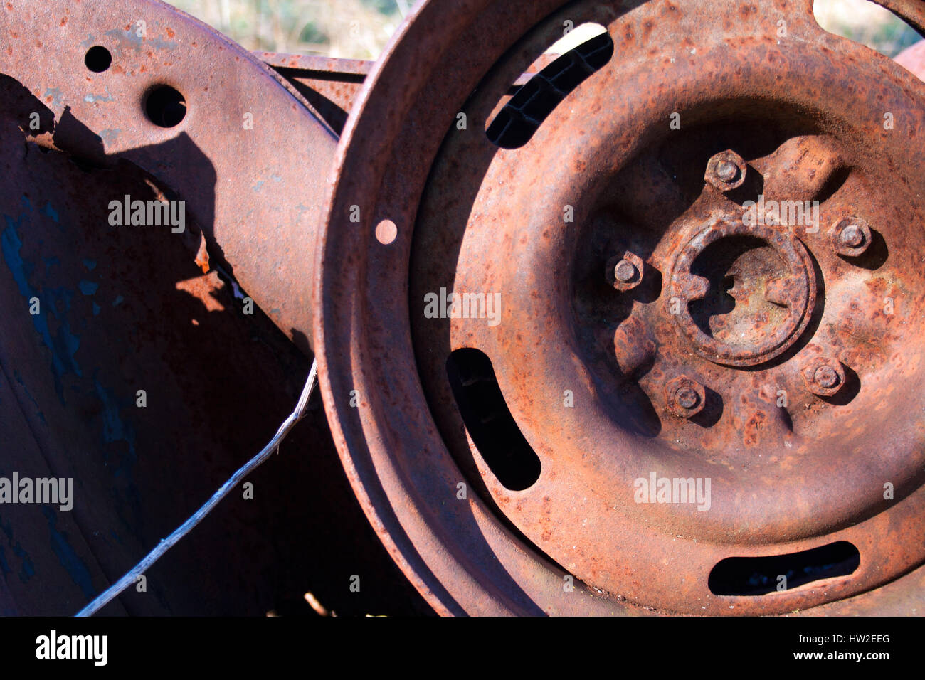 The rusted ruins of an old automobile left to rust Stock Photo - Alamy